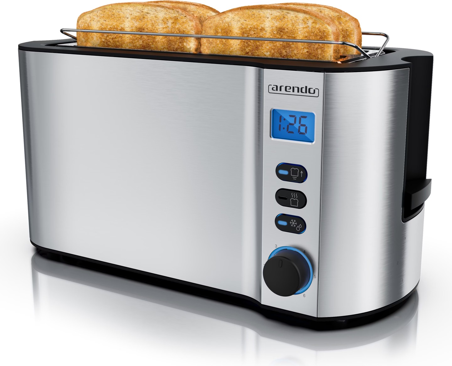 Arendo 4-slice toaster stainless steel long slot, bun attachment ...