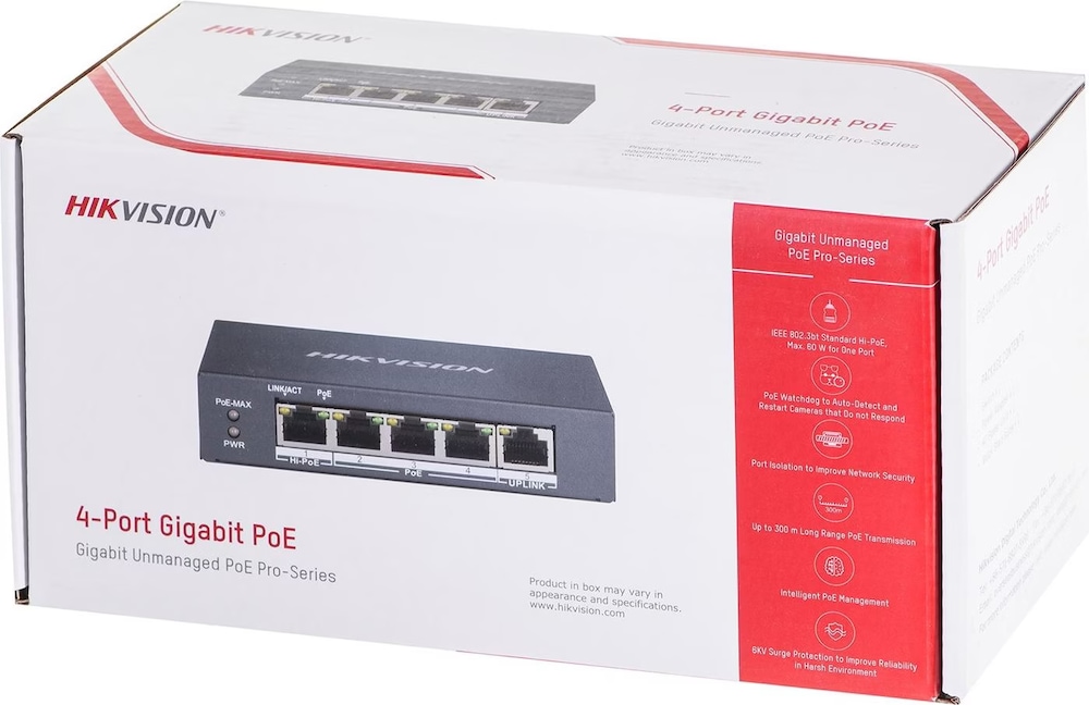 Hikvision DS-3E0505HP-E Netzwerk-Switch Unmanaged Gigabit Ethernet (10/100/1000) Power over ...