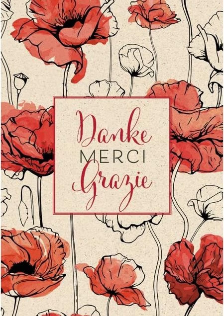 Carte de remerciement Merci - Coquelicot - Carte en papier à l'herbe (1 ...