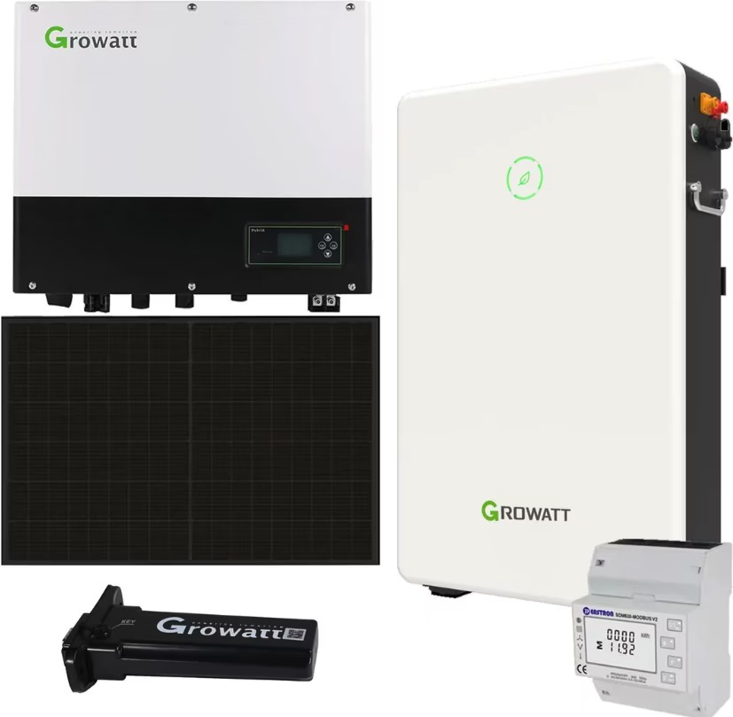 Growatt Solar system 3 kWp with battery storage 6.5 kWh - Complete set ...