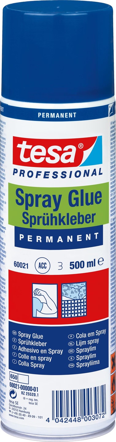 tesa Spray adhesive PERMANENT, strong adhesive for spraying, 500ml can ...