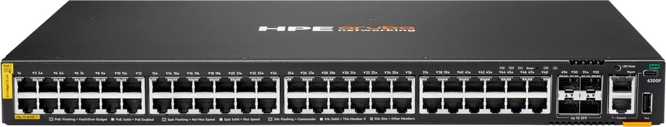 Aruba HPE Networking CX 6200F 48G Class-4 PoE 4SFP 370W Switch (52 ...