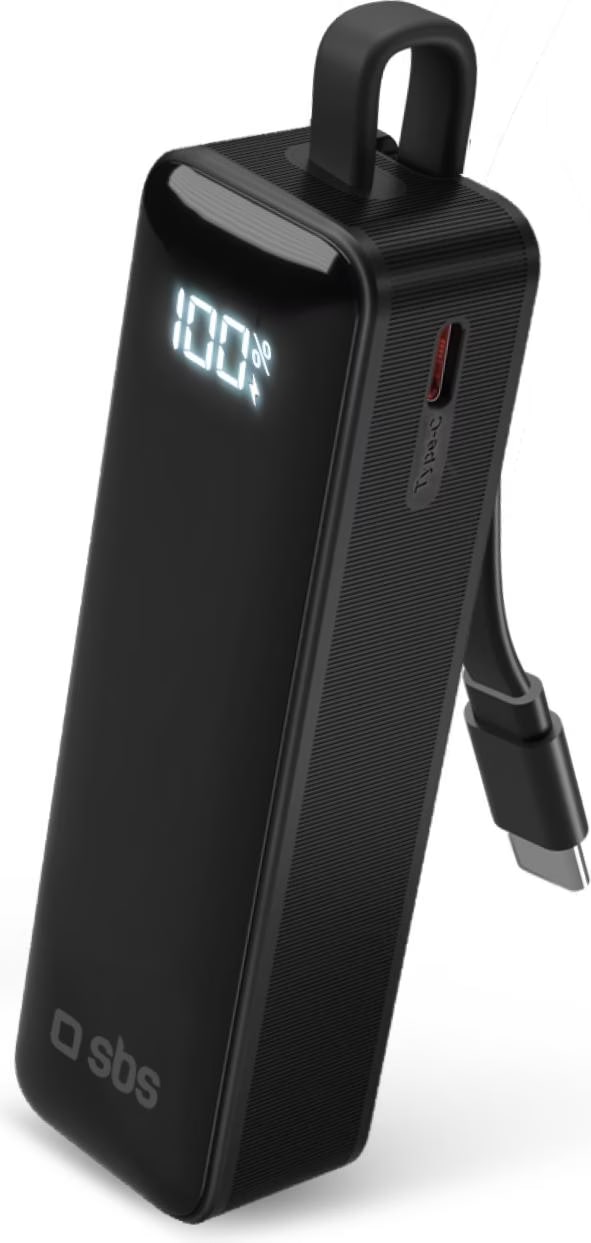 SBS Banque d'alimentation de 5000mAh avec câble USB-C et écran intégrés ...