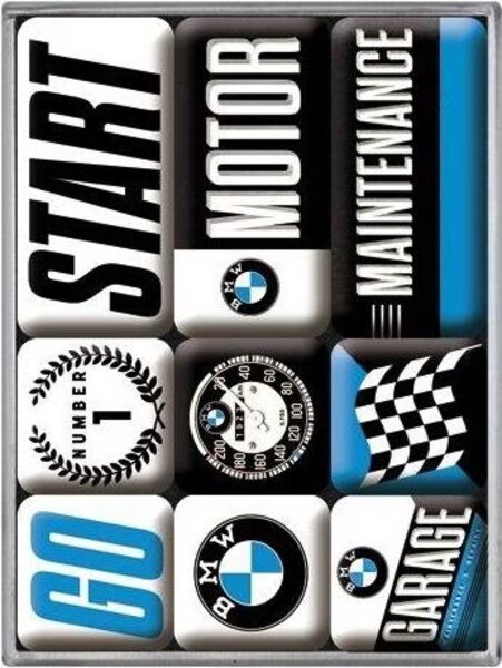 Nostalgic-Art Merchandising BMW Magnet Set 9 pieces, Blue/Black/White ...