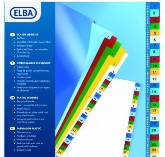 Elba Mylar cardboard files, A-Z, without "ST"-"SCH", 20-part DIN A4 ...