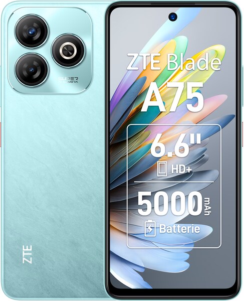 ZTE Blade A75 (128 Go, Aqua Vert, 6.60", Double SIM, 50 Mpx, 4G) - digitec