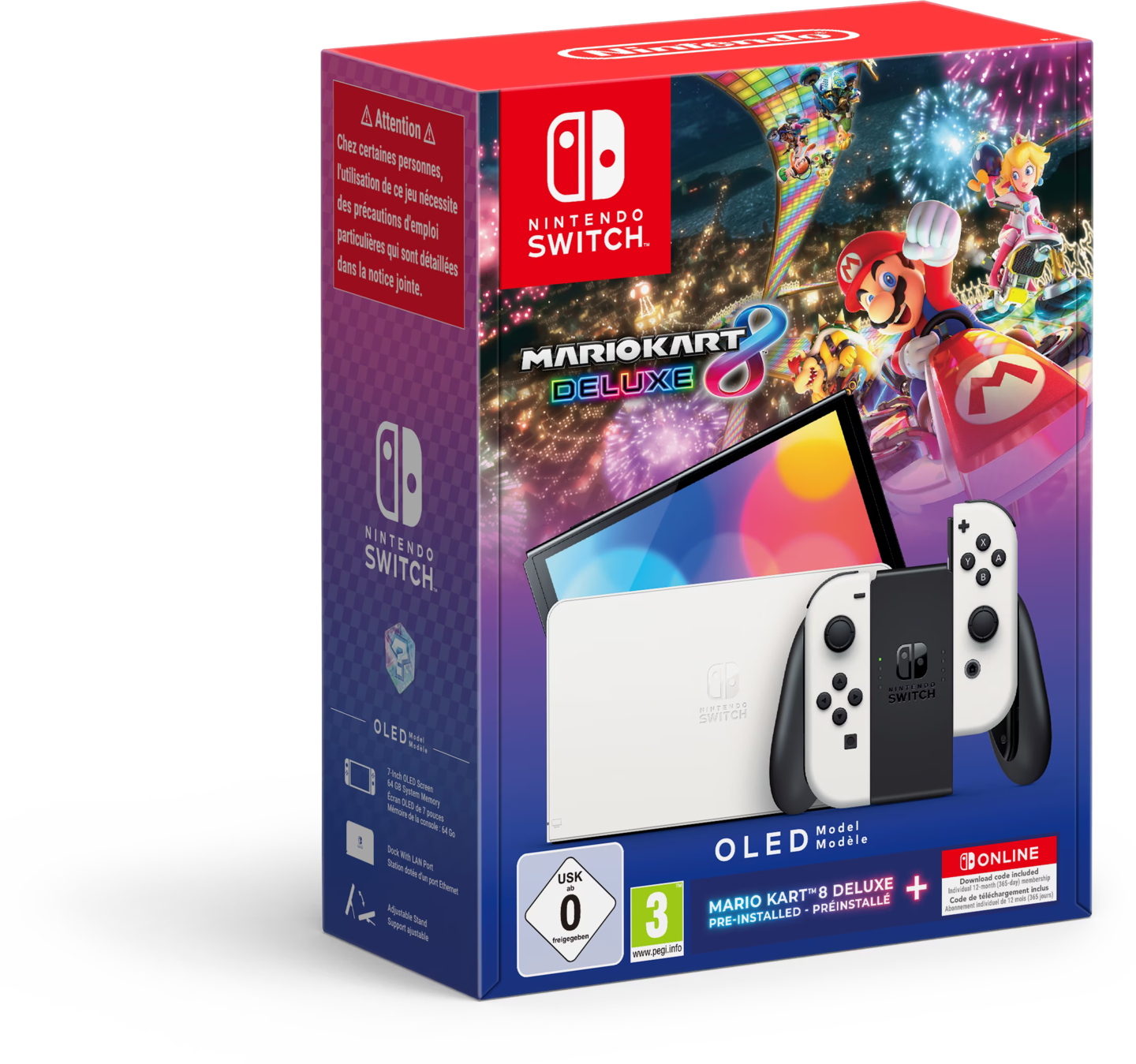 Nintendo Switch modèle OLED (blanc) - Mario Kart 8 Deluxe + Nintendo ...