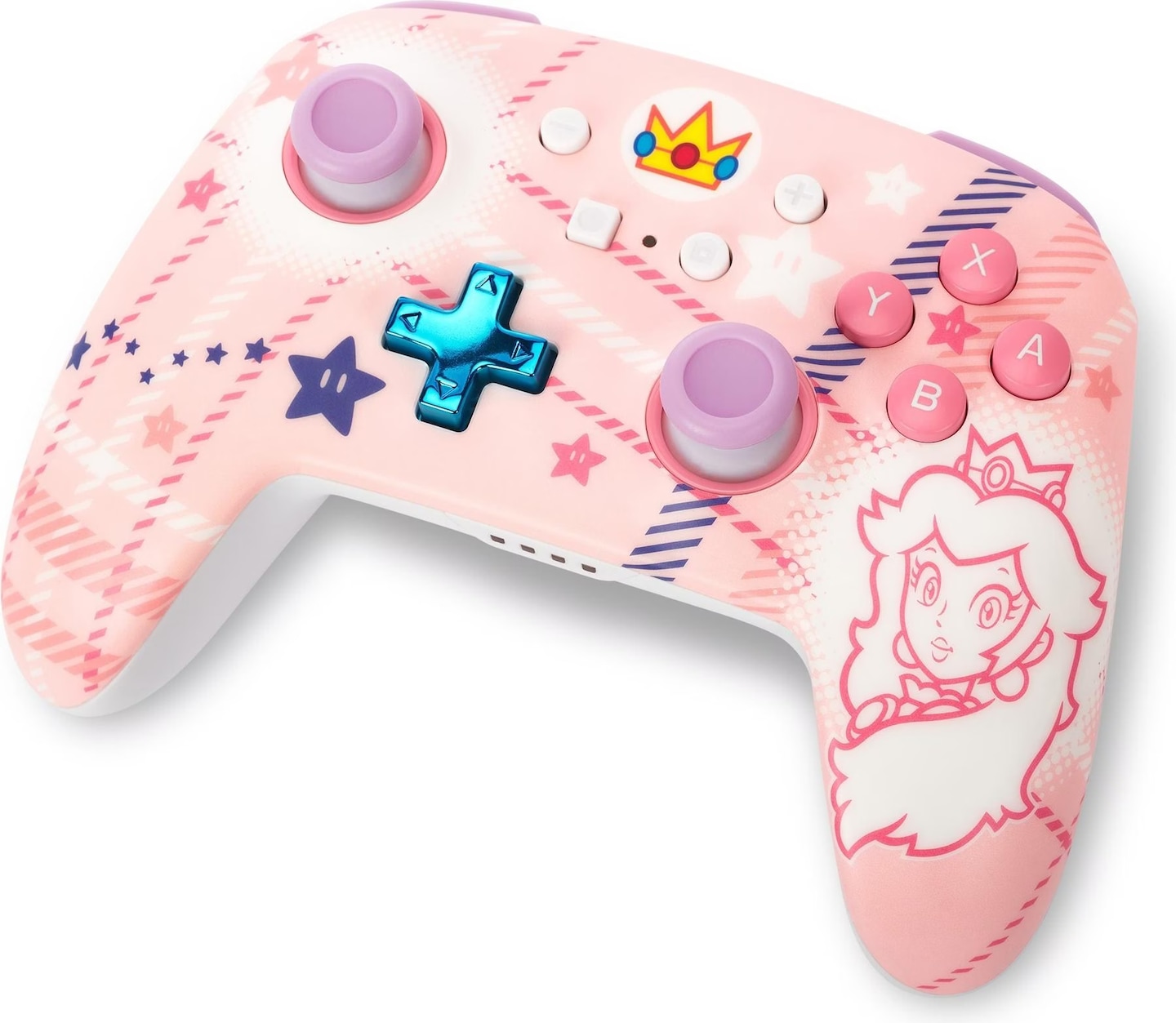 PowerA Enhanced Wireless Controller Princess Peach Plaid (Switch OLED ...