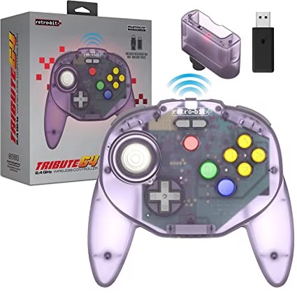 retro-bit Controller Wireless, Tribute 64, lila, retro-bit - N64/PC ...