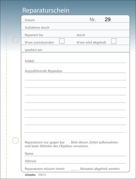 Simplex Reparaturscheine A6 Deutsch (50 x) - kaufen bei digitec