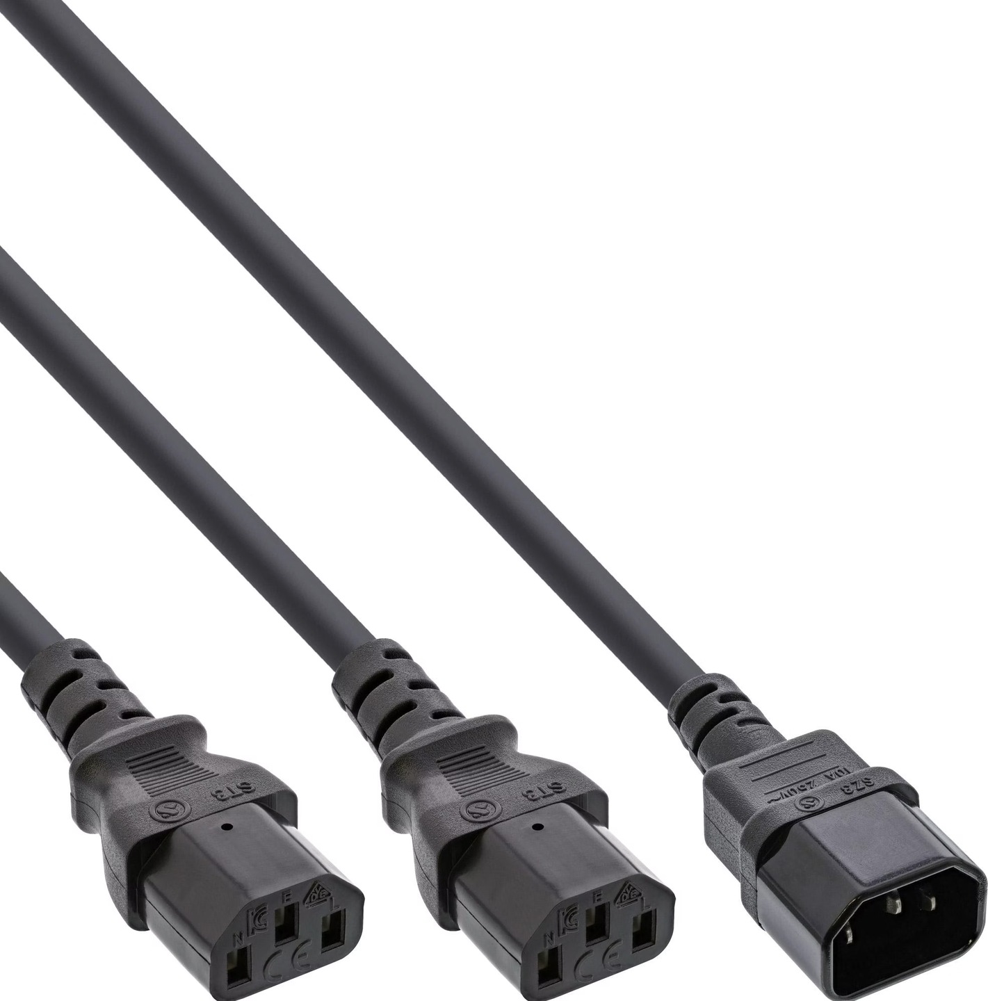 InLine Y-distributor cable, 1x IEC plug to 2x IEC socket (1.80 m) - digitec