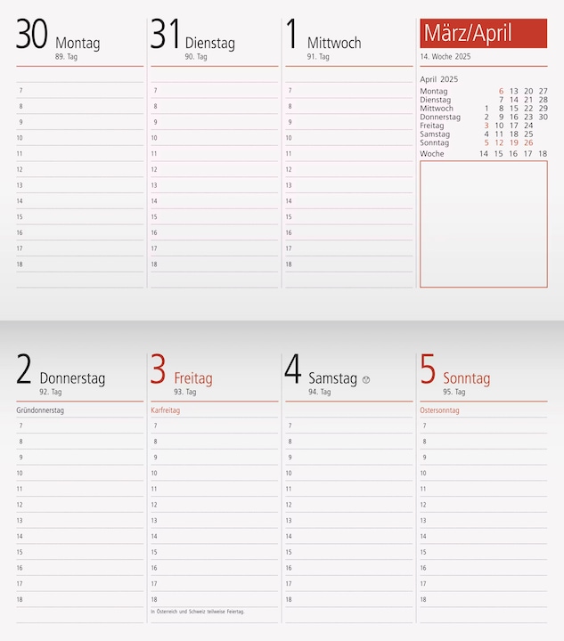 Rido Replacement calendar TM 17 contacter 8,7x15,3cm 1 week/2 pages ...