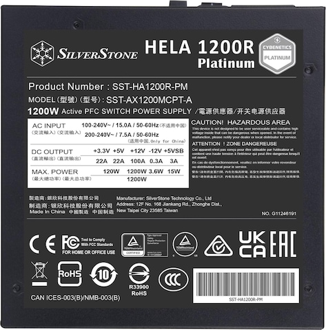 Silverstone HELA 1200R Platinum - Cybenetics Platinum, Modular, ATX 3.0 ...