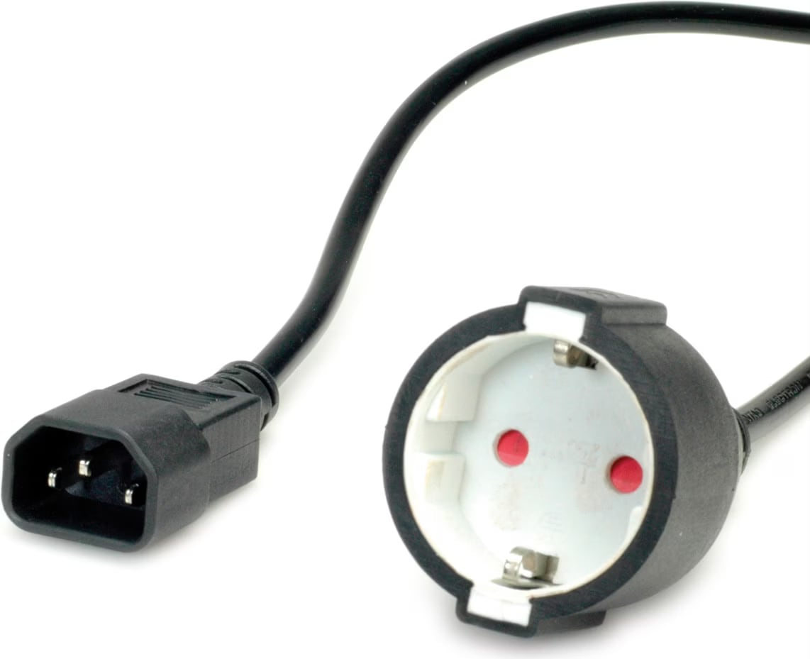 Value Netzkabel, C14-Stecker auf Schutzkontakt-Buchse, schwarz, 0,3 m ...