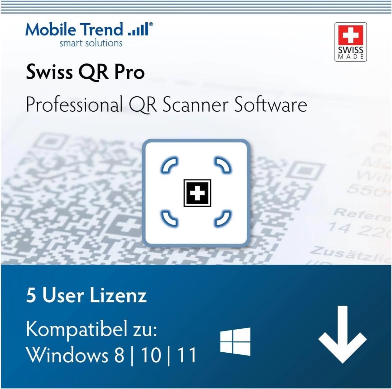 Mobile Trend Swiss QR Scanner Pro ESD, versione completa, 5 utenti, DE/FR/EN/IT (5 Utente, Senza ...