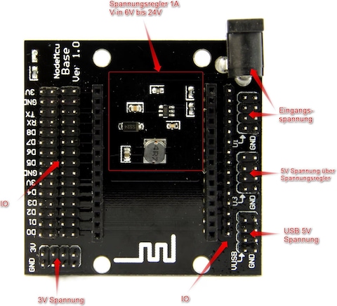 Purecrea ESP8266 NodeMCU V3 Base Board ProtoShield mit Spannungsregler ...
