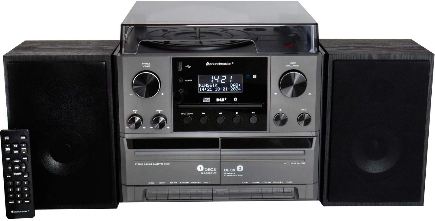 Soundmaster MCD5600SW (Record player, Bluetooth, CD player, Tape deck ...