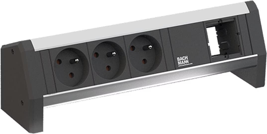 Bachmann Desk 1 - 3 AC outlets - indoor - type E - aluminium - plastic ...