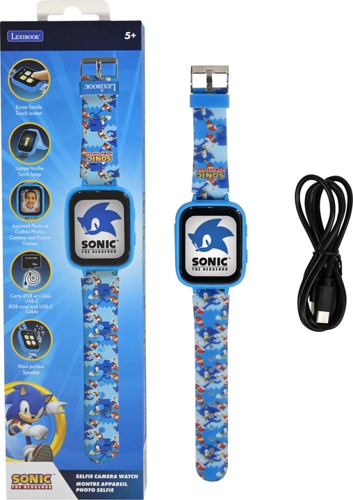Lexibook Sonic Kids Smartwatch with 8GB memory card included (DMW070SN ...