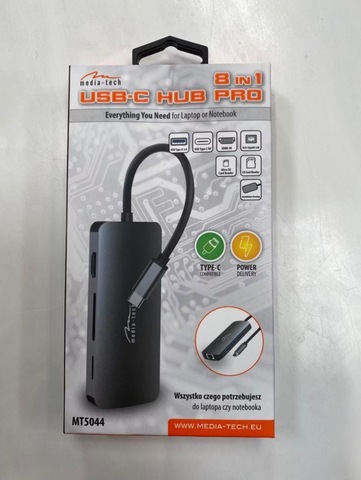 Media-Tech 8 in 1 USB-C HUB PRO – Daugiafunkcinis USB-C Hub, 3xUSB-A 3. ...