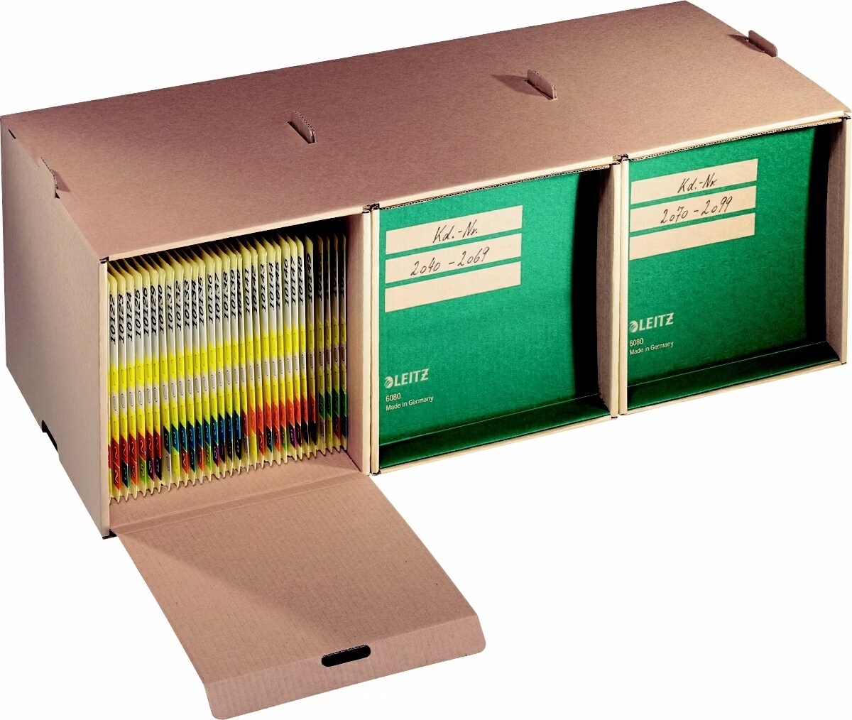 Leitz Conteneur d'archives, 3 compartiments, en carton ondulé, natron ...