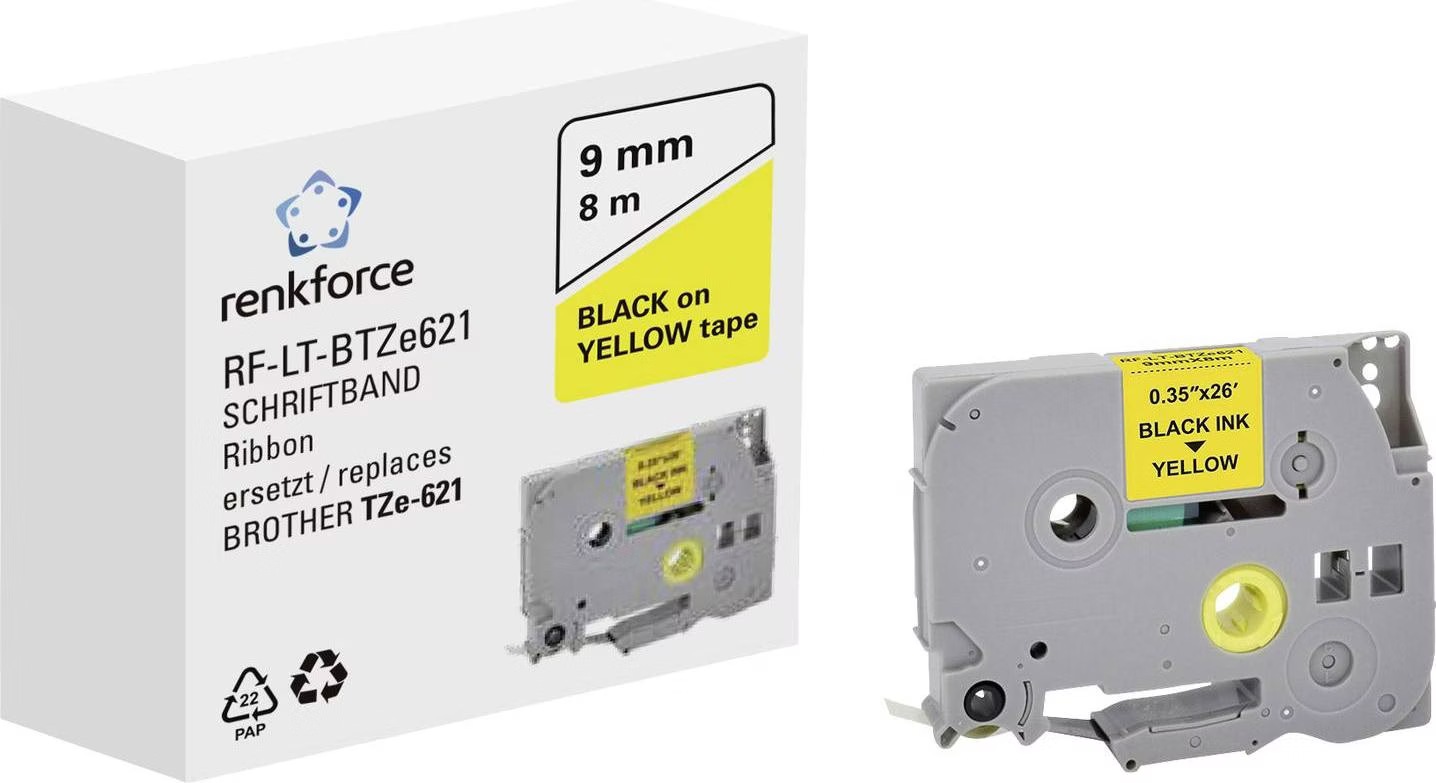 Renkforce Schriftband RF-LT-BTZe621 Kompatibel ersetzt Brother TZe-621 ...