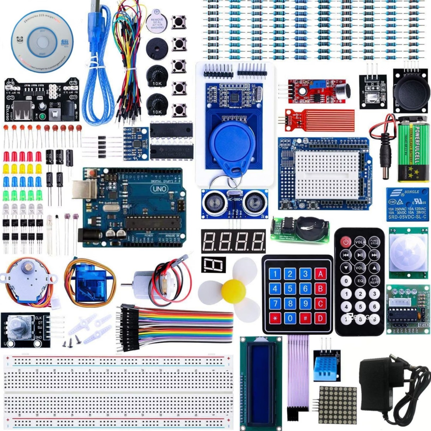 Deltalabs Arduino UNO R3 Mikrocontroller Ultimate Starter Kit mit Aufbewahrungsbox - Bunt (200 ...