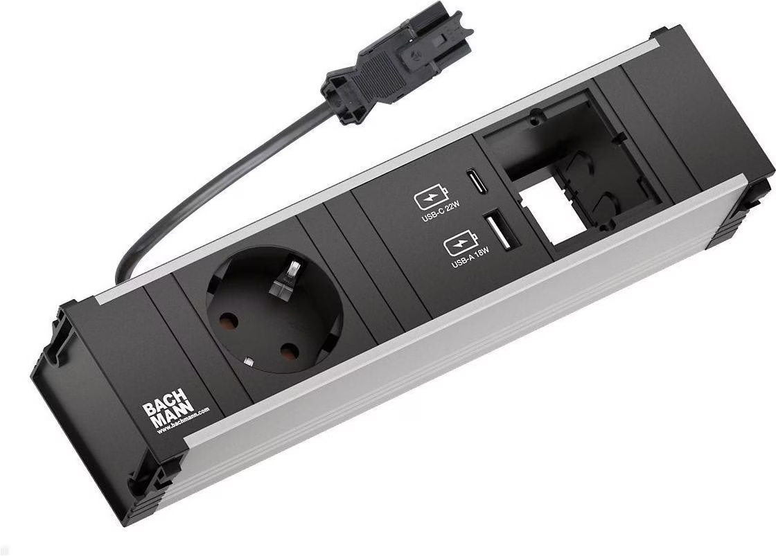 Bachmann CONI Porte-module triple, 1x prise de courant, 1x USB-A/C ...