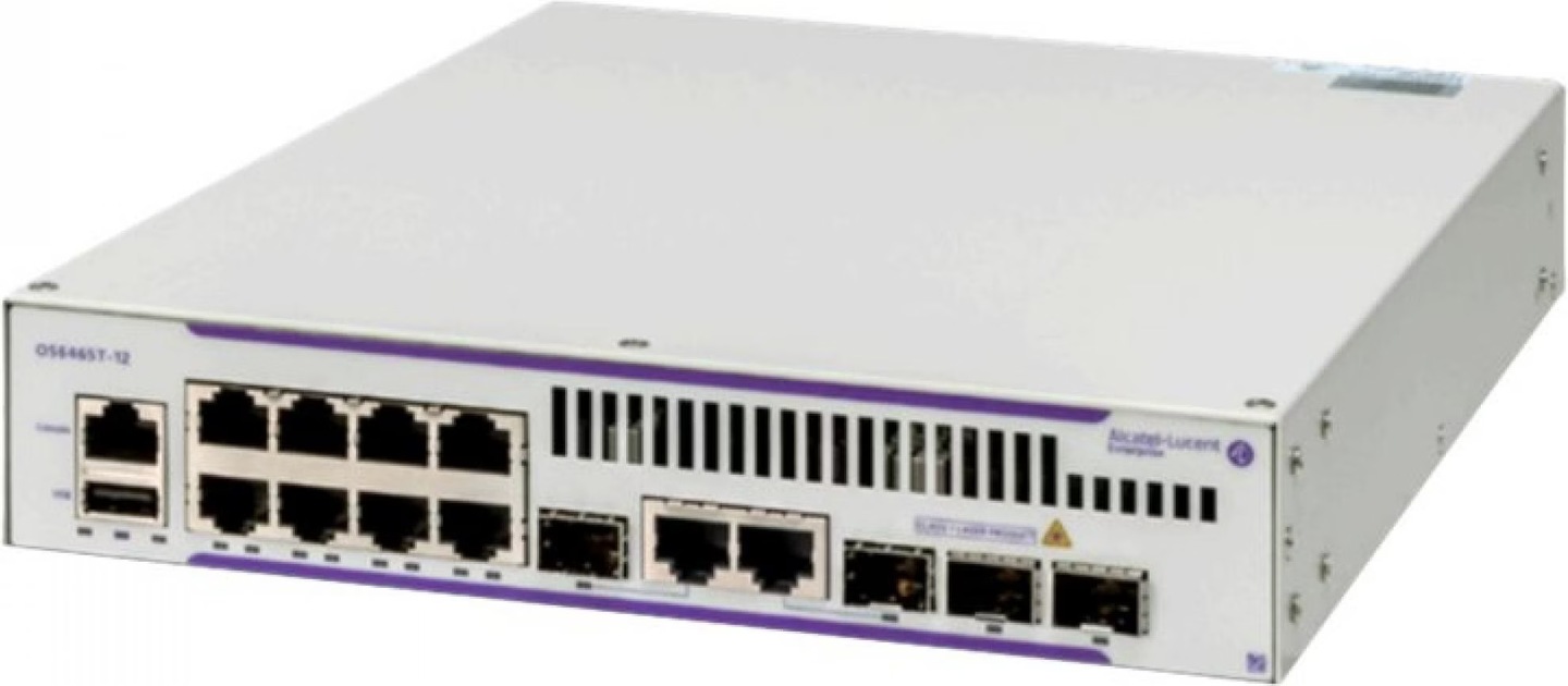 Alcatel LUCENT ENTERPRISE OS6465T-12 GigE chassis. 8 RJ45 10/100/1000 BaseT 2 Gig combo 2 SFP ...