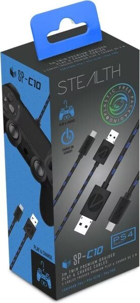 Stealth LOT DE 2 CABLES PLAY & CHARGE TRESSÉS 3M POUR MANETTES PS4 ...