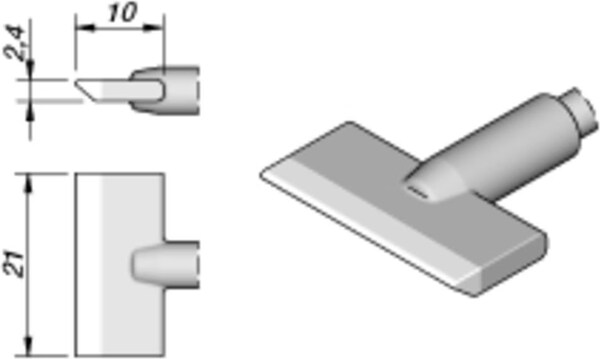 JBC Soldering tip series C245 blade shape, C245913/21.0 mm, angled ...
