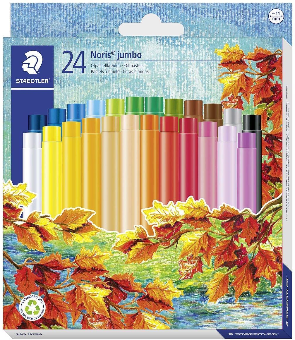 Staedtler Noris jumbo 243 oil pastel crayon cardboard box with 24 pieces, assorted (Sorted, 24 x ...