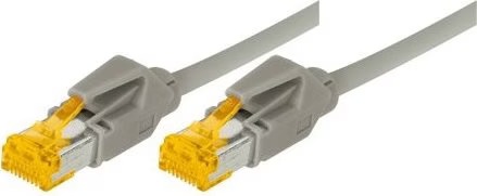 Tecline Câble patch S/FTP, PiMF, Cat 6a, gris, 3.0 m Pour 10 Gigabit/s, PVC, très flexible, avec ...