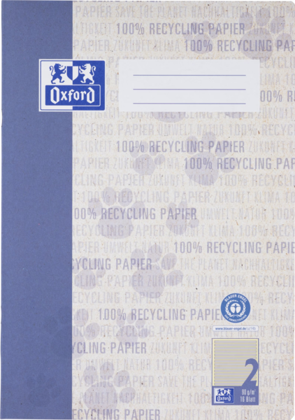 Oxford Recycled exercise book, A4, ruling 2 (A4, Special ruling) - digitec