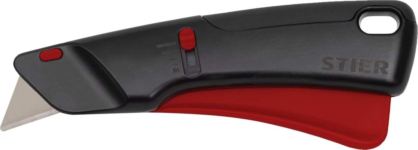Stier Premium safety cutter knife with 10 replacement blades, automatic ...