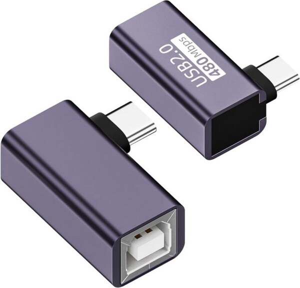 Powerguard Usb B 20 Socket To Usb C 90 Degree Angle Adapter Usb 20