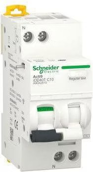Schneider Electric RCBO, 16A Current Rating, 1P+N Poles, 30mA Trip Sensitivity, Type C, Acti9 ...