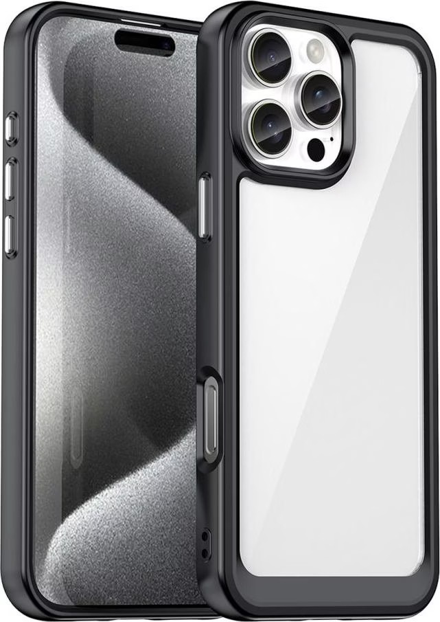Hurtel Outer Space Case with Gel Frame for iPhone 16 Pro Max - Black ...