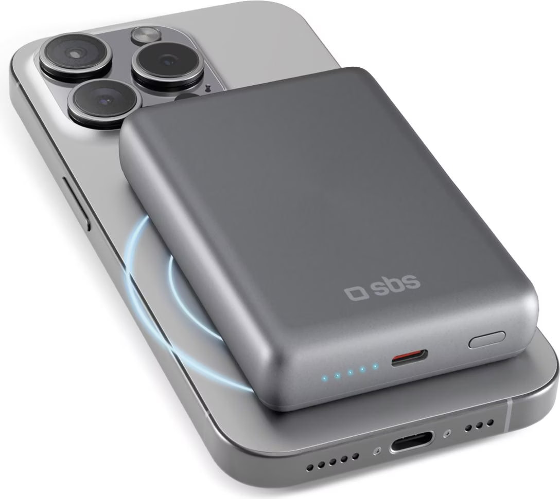 SBS Powerbank 10.000mAh PD 20W MagSafe 15W aluminium (10000 mAh, 20 W ...