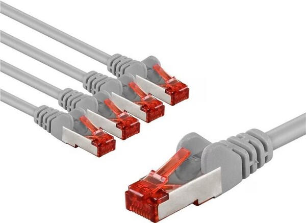Goobay CAT 6 Patchkabel, S/FTP PiMF, 2 m, gris, 5erset (S/FTP, CAT6) - digitec