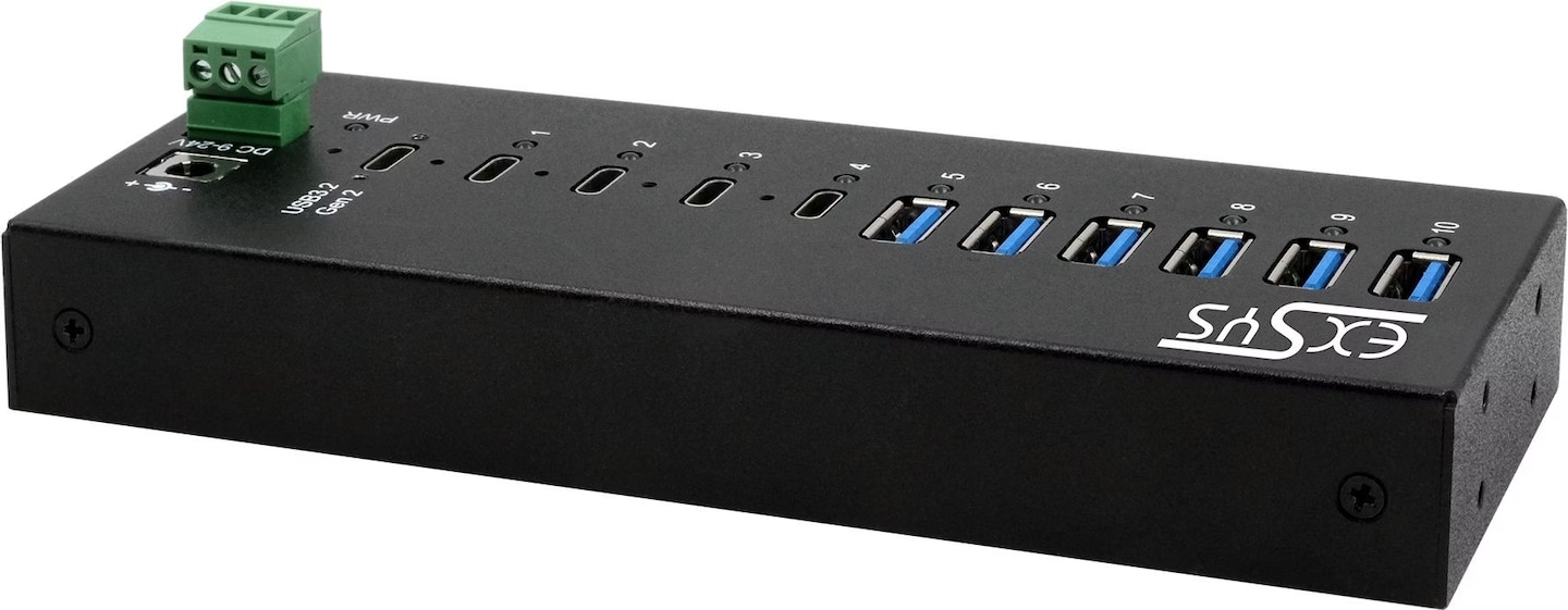 Exsys Industrial USB 3.2 Gen 2x1 Hub 10-Port (USB-C, 10 ports) - digitec