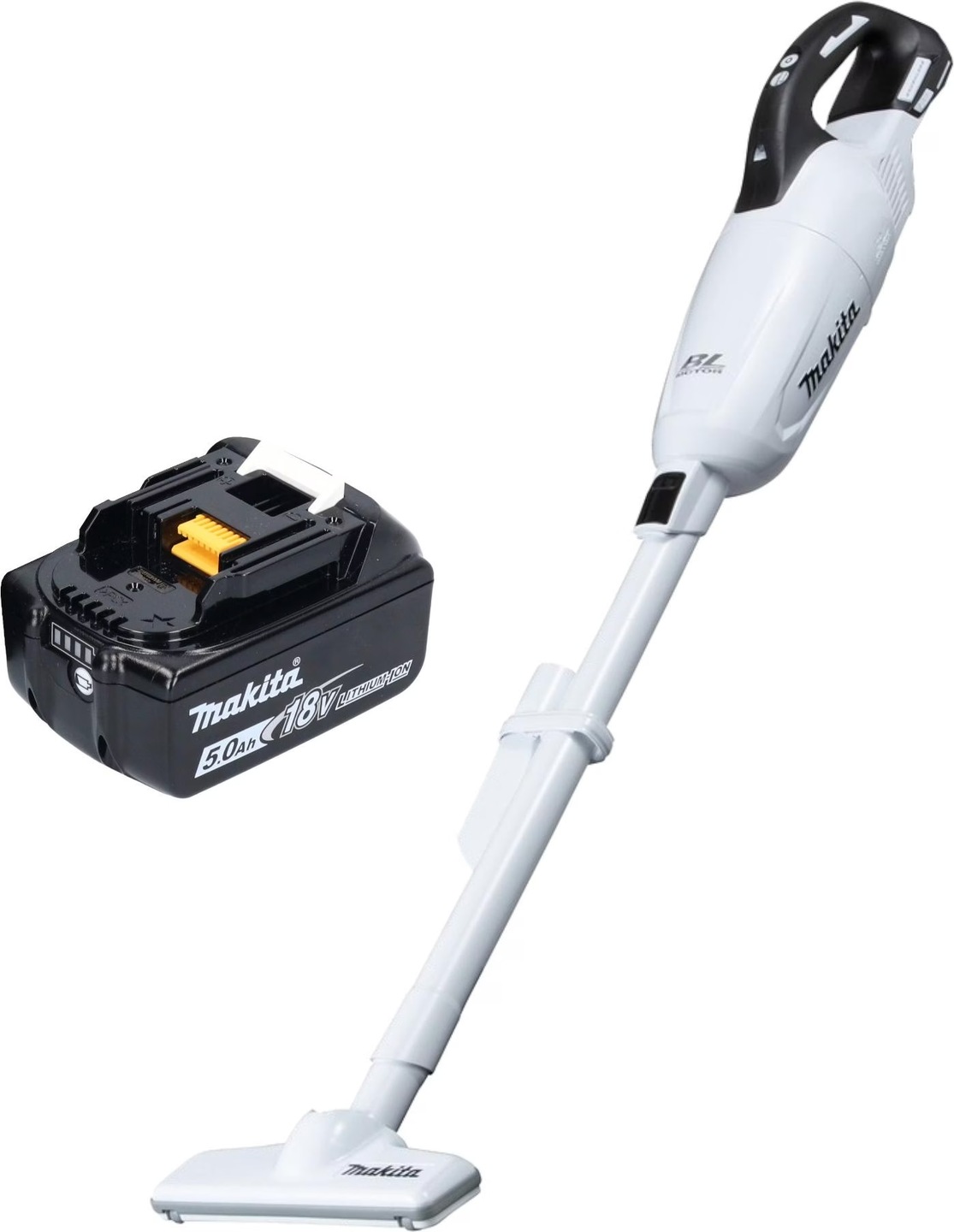 Makita DCL 281 FT1W Akku Staubsauger 18 V weiss Brushless + 1x Akku 5,0 Ah - ohne Ladegerät ...